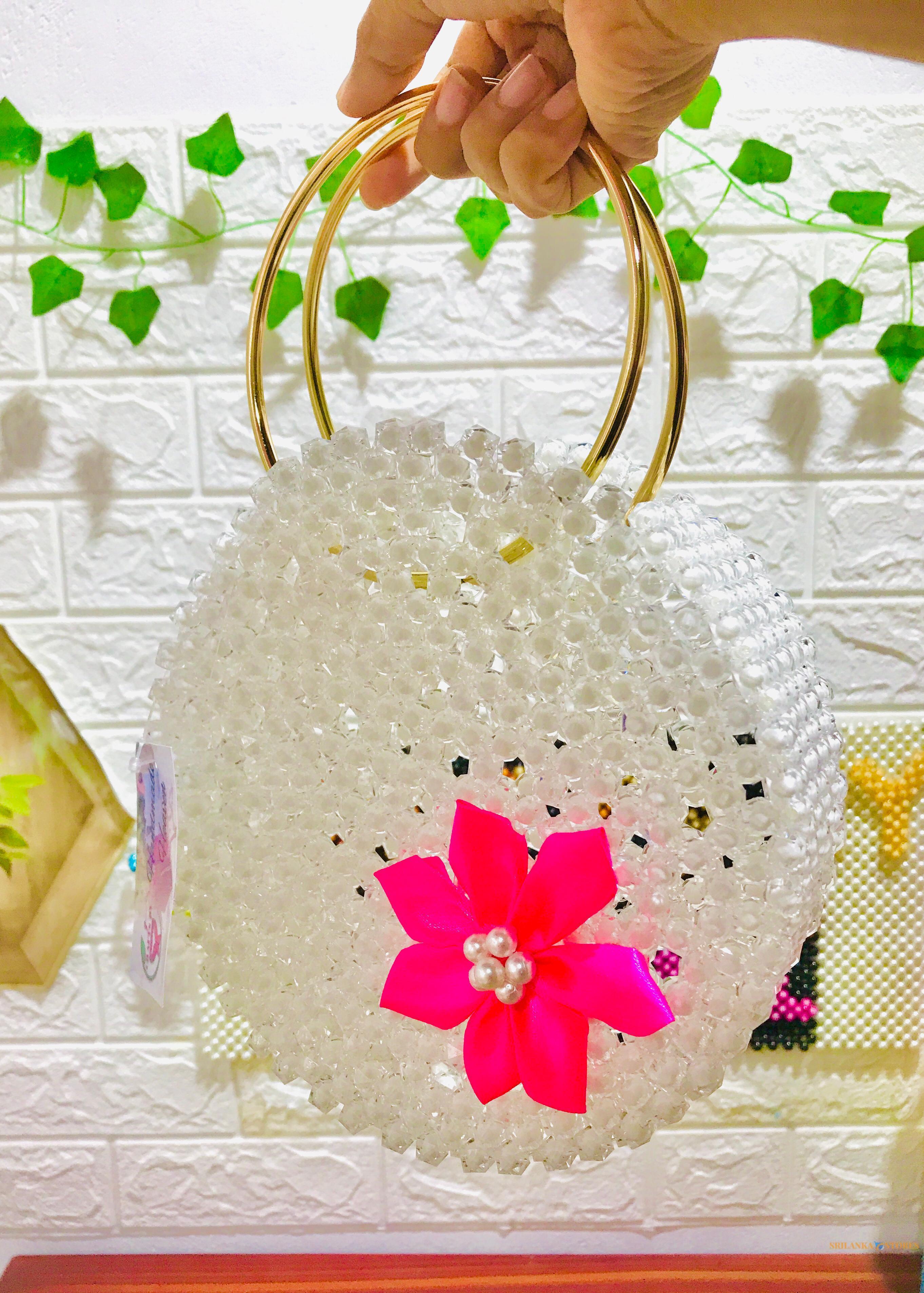 Custom Handcrafted Pearl & Crystal Luxury Beaded Bags (Round Shape)